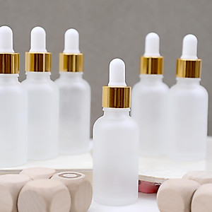 1 oz*6 Eye Dropper Bottles Set Leakproof Essential Oils Tincture Bottle Mini Travel Serum Bottles Suitable Cosmetic Sample Container for Serum Oils, Perfume (Frosted White)