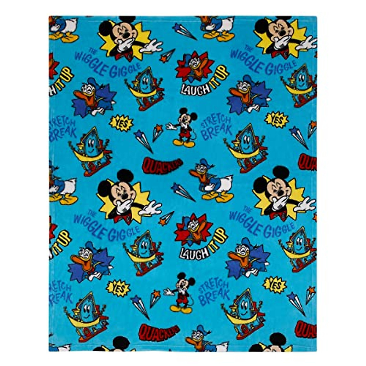 NoJo Disney Mickey Mouse Funhouse Crew Blue, Red and Yellow, Funny, and Donald Duck Laugh It Up Super Soft Toddler Blanket