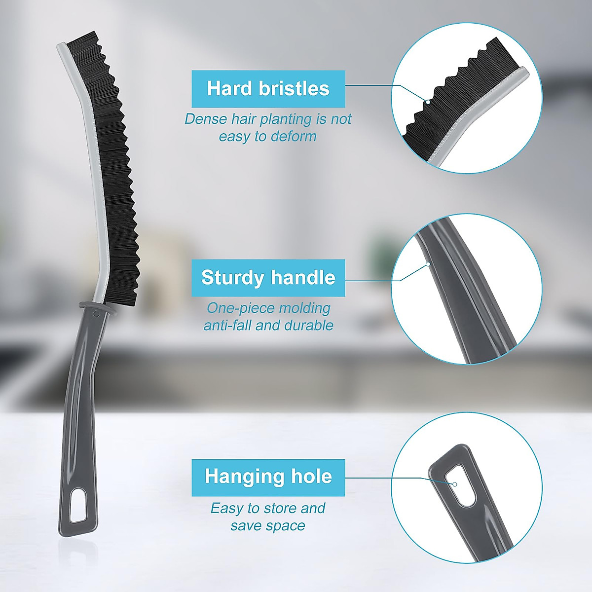 Koxuky 3 Pcs Hard Bristle Crevice Cleaning Brush, Gap Cleaning Brush, Grout Cleaner Brush, Toilet Brush, Small Scrub Brush for Shower, Gap Cleaning Tools for Household Use, Bathroom, Kitchen