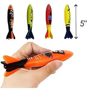 Haktoys Underwater Diving Torpedo Bandits, Swimming Pool Toy 5” Sharks Glides Up to 20 Feet Fun Water Games for Boys and Girls (Set of 8 Pieces)