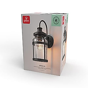 Globe Electric 44791 Apollo 1-Light Outdoor Wall Sconce, Bronze, Seeded Glass Shade, Brown, Bulb Not Included