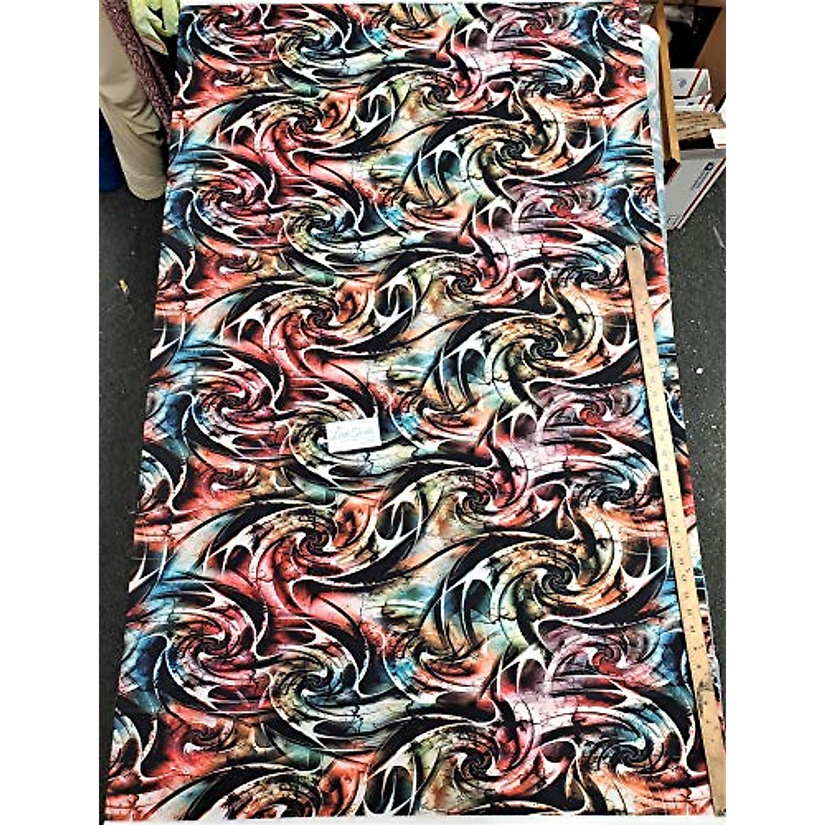 Levi Textiles, INC. Stretch Imitation Silk Chiffon Spandex Digital Print - 4 Way Stretch - 90/10 Stretch- 58/60" - Sold BTY (Ghost Waves)