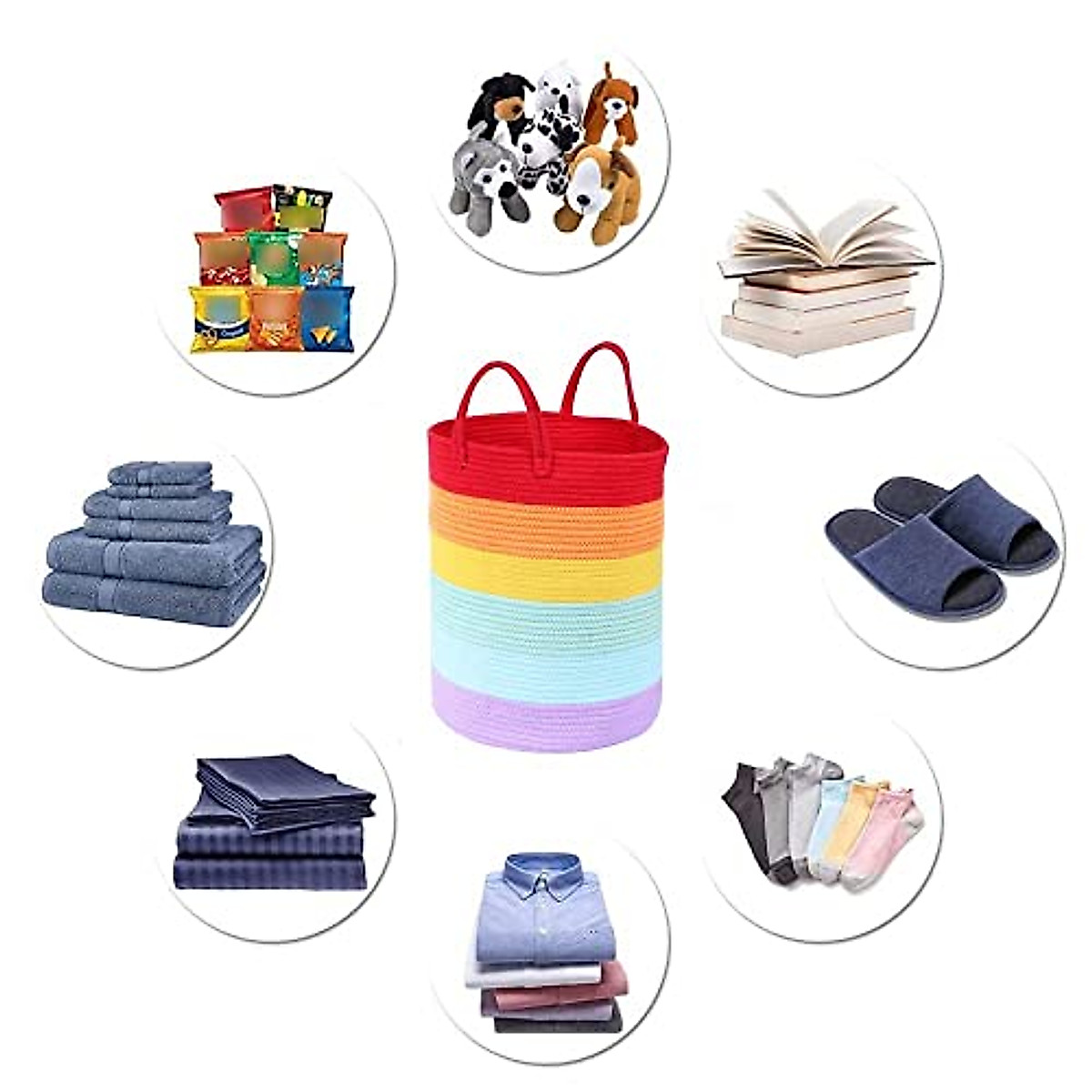 Colorful Rainbow Storage Basket – 18" x 14"