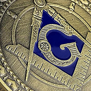 Masonic Challenge Coin Square & Compass Freemasonry Angel Master Mason Blue Lodge Gift