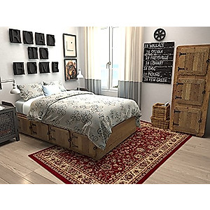 Unique Loom Sialk Hill Collection Area Rug - Washington (5' 3" x 8' Rectangle, Burgundy/ Cream)