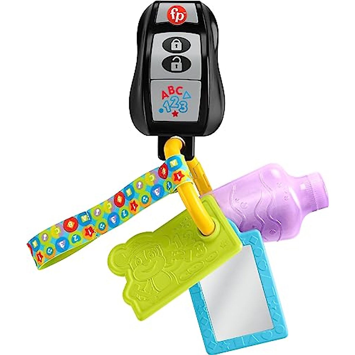 Fisher-Price Baby Travel Toy Laugh & Learn Play & Go Activity Keys with Learning Music, Teether & Mirror for Infants Ages 6+ Months