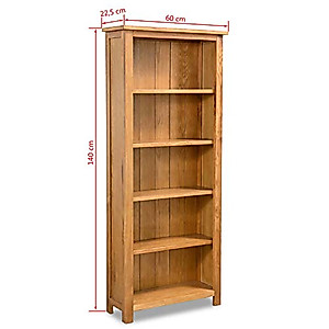 Festnight 5-Shelf Bookcase Rustic Bookshelf Rack Oak Display Shelves Organizer for CDs, Records, DVD, Collectables Home Office Decor Furniture 23.6 x 8.9 x 55.1 Inches (W x D x H)