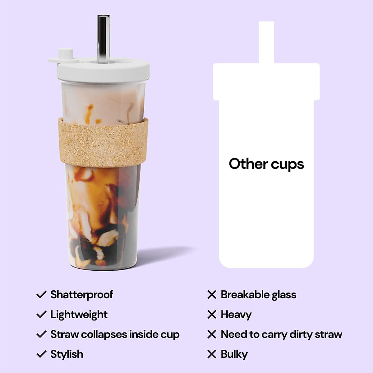 Dodoko Reusable Boba Cup and Straw Boba Tea Cup Bubble Tea Cup Reusable Iced Coffee Cup Cold Coffee Cup Smoothie Cup with Lid and Straw Smoothie Cup to go Smoothie Tumbler 24 oz - Sage Green