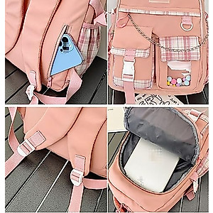 kiobrvhe Kawaii Backpack with Cute Accessories Laptop Backpack Lightweight Waterproof Casual Rucksack for Hiking Travel Sports (D Black)