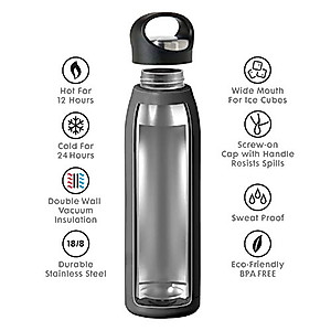 OGGI Freestyle Stainless Steel Insulated Water Bottle- Double Wall Vacuum Insulated, Travel Thermos, 23oz(680ml), Red