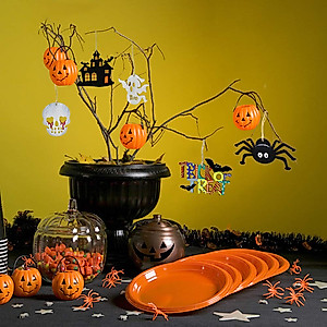 Hidreas 60Pcs Halloween Crafts Unfinished Wooden Ornaments Halloween Craft Kit DIY Wood Cutouts with 60 Pcs Twine Ropes Halloween Crafts for Kids