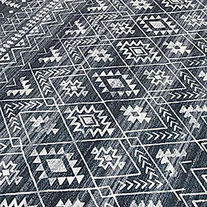 ReaLife Machine Washable Rug - Stain Resistant, Non-Shed - Eco-Friendly, Non-Slip, Family & Pet Friendly - Made from Premium Recycled Fibers - Moroccan - Dark Blue Gray, 3' x 5'