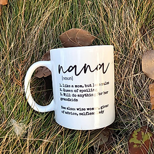 Yipaidel Nana Mother's Day Nana Definition Coffee Mug, Funny White Ceramic Cup 11 OZ Birthday Gifts For Aunt Sister Confidante Grandpa Uncle Friends, Men Women Love It