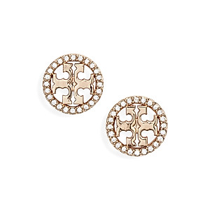 Tory Burch Women's Miller Pave Stud Earrings, Tory Gold/Crystal, One Size