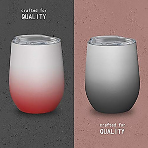 NATUMAX Wine Tumblers with Lid, 12 oz Stainless Steel Stemless Wine Glasses Double Wall Vacuum Travel Insulated Cup for Coffee, Drinks, Champagne, Beverage, Set of 2