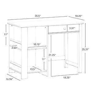 RiverRidge 2pc Kids Desk and Chair Set with Cubbies, Bookracks and Red, White with Black Bins
