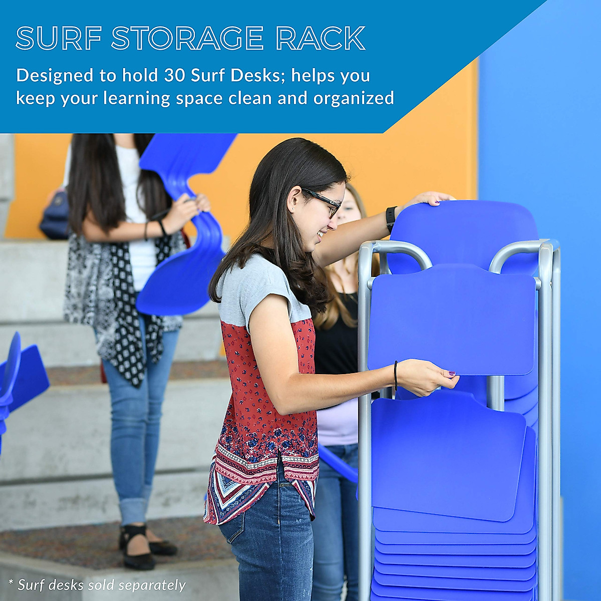 ECR4Kids The Surf Storage Rack, Classroom Furniture, Silver, 30-Piece