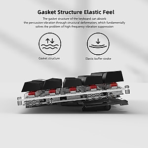 V-K66 60% Percent Keyboard, Mechanical Gaming Keyboard Gasket Mounted, Wired LED Backlit Keyboard with Arrow Keys - Black and White