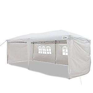 GOUTIME 10x20 Feet Ez Pop Up Canopy Instant Tent Shelter with 4Pcs 10Ft Removable Sidewalls for Outdoor Christmas Party Events