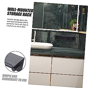 KONTONTY 1 Set Black Multifunctional Storage Rack Towel Holder Bathroom Rack Space Aluminum Floating Shelves