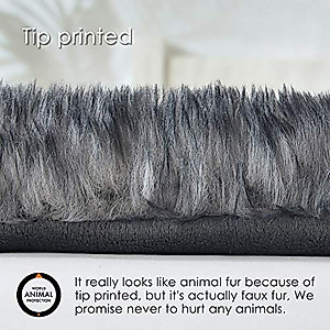 DECOSY Luxury Faux Fur Throw Blanket, Ultra Soft Fuzzy Bed Blankets, Lightweight and Cozy Warm Touch, All Season Fluffy Plush Blanket for Sofa Couch Bed (Silver Gray, 88"x 90")