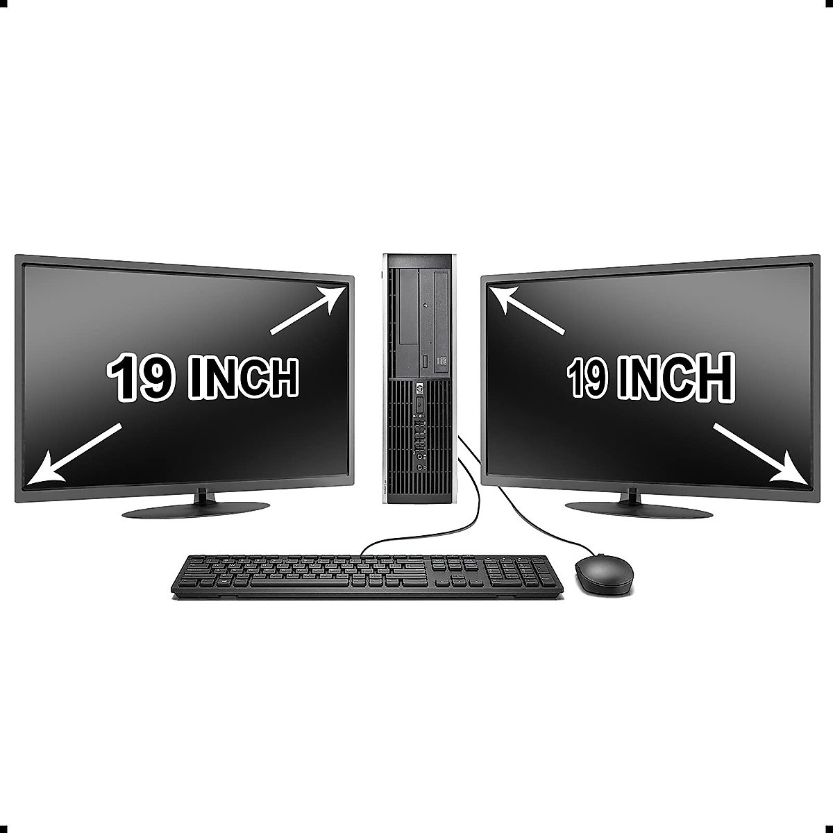 HP Elite Desktop Computer, Intel Core i5 3.1GHz, 8GB RAM, 1TB SATA HDD, Keyboard & Mouse, Wi-Fi, Dual 19in LCD Monitors (Brands Vary), DVD-ROM, Windows 10, (Renewed)