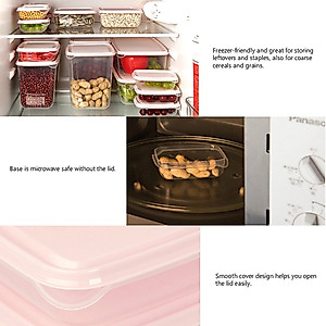 CMJLBM 17 Pack Plastic Food Storage Containers with Lids BPA Free Stackable Transparent Reusable Airtight Kitchen Storage Box for Coarse Cereals and Grains (Pink)