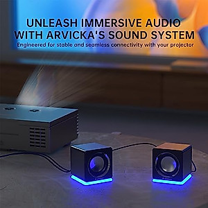 ARVICKA Computer Speaker, LED Accents USB Speaker Small Mighty Solid Wired Multimedia Speaker for PC Monitor Desktop Laptop Gaming Smartphones Tablets Projectors TVs, Black