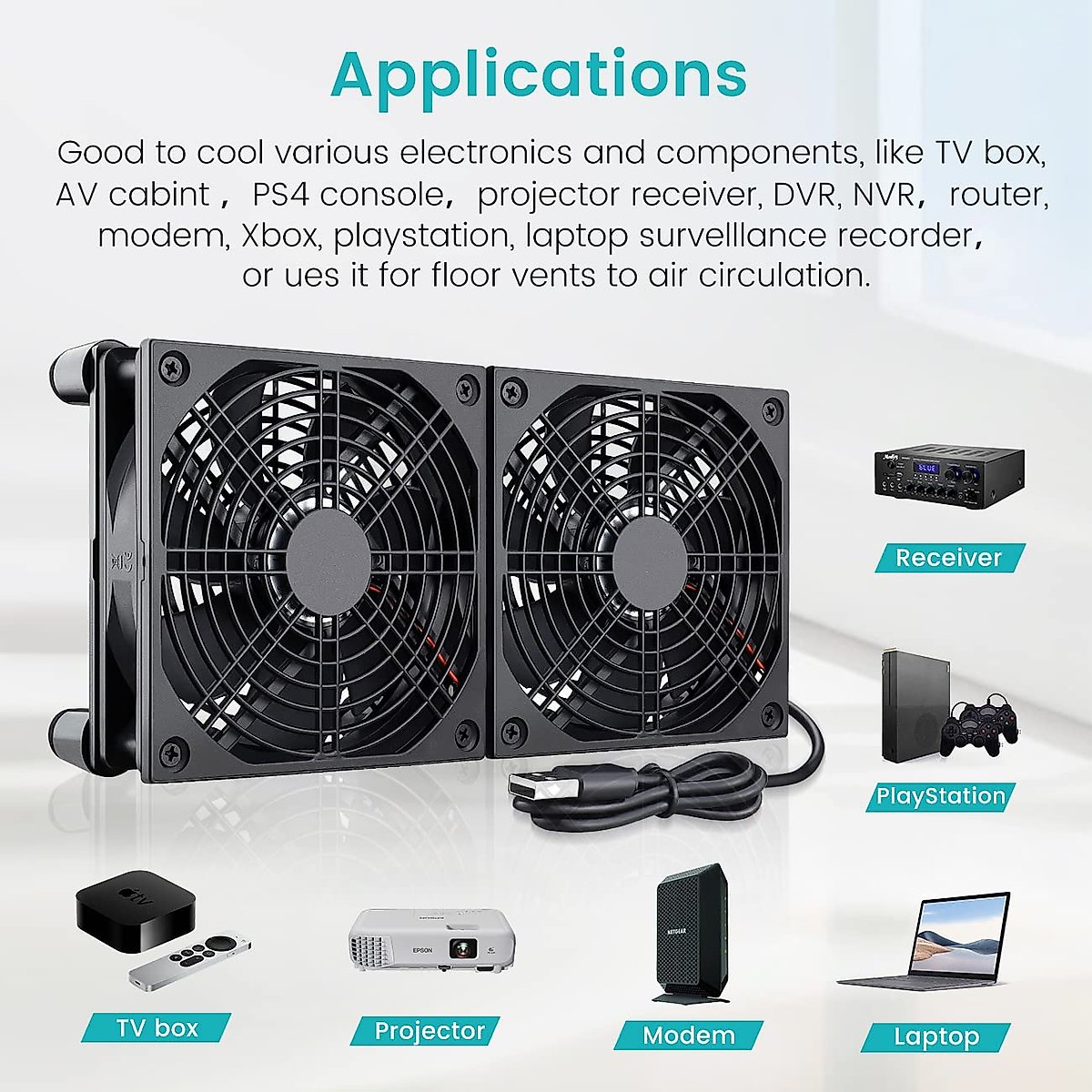 Wathai High Airflow Router Cooling Fan for Computer Cooler TV Box Wireless DC 5V USB Power 120mm 240mm Fan with Multi Speed Controller