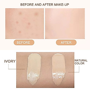 Grospe 2PCS Skin Tone Adjusting CC Cream, Colour Correcting Self Adjusting for Mature Skin, Full-Coverage Foundation, Facial Moisturizing Concealer(Natural+Ivory)