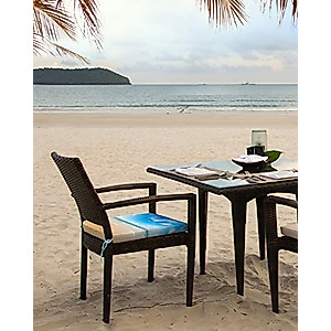 Waterproof Patio Chair Seat Covers Beach Themed Beautiful Blue Sky and Sea 2 Pack Outdoor Cushion Covers,Removable Cushion Slipcovers for Dining Room,Garden,Beach 20x18x4 Inch