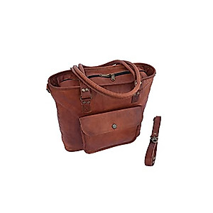 Genuine Leather Tote Bag Women's Handbag Purse Work Travel Shopping Holdall Shoulder Bags, 16 Inch Medium
