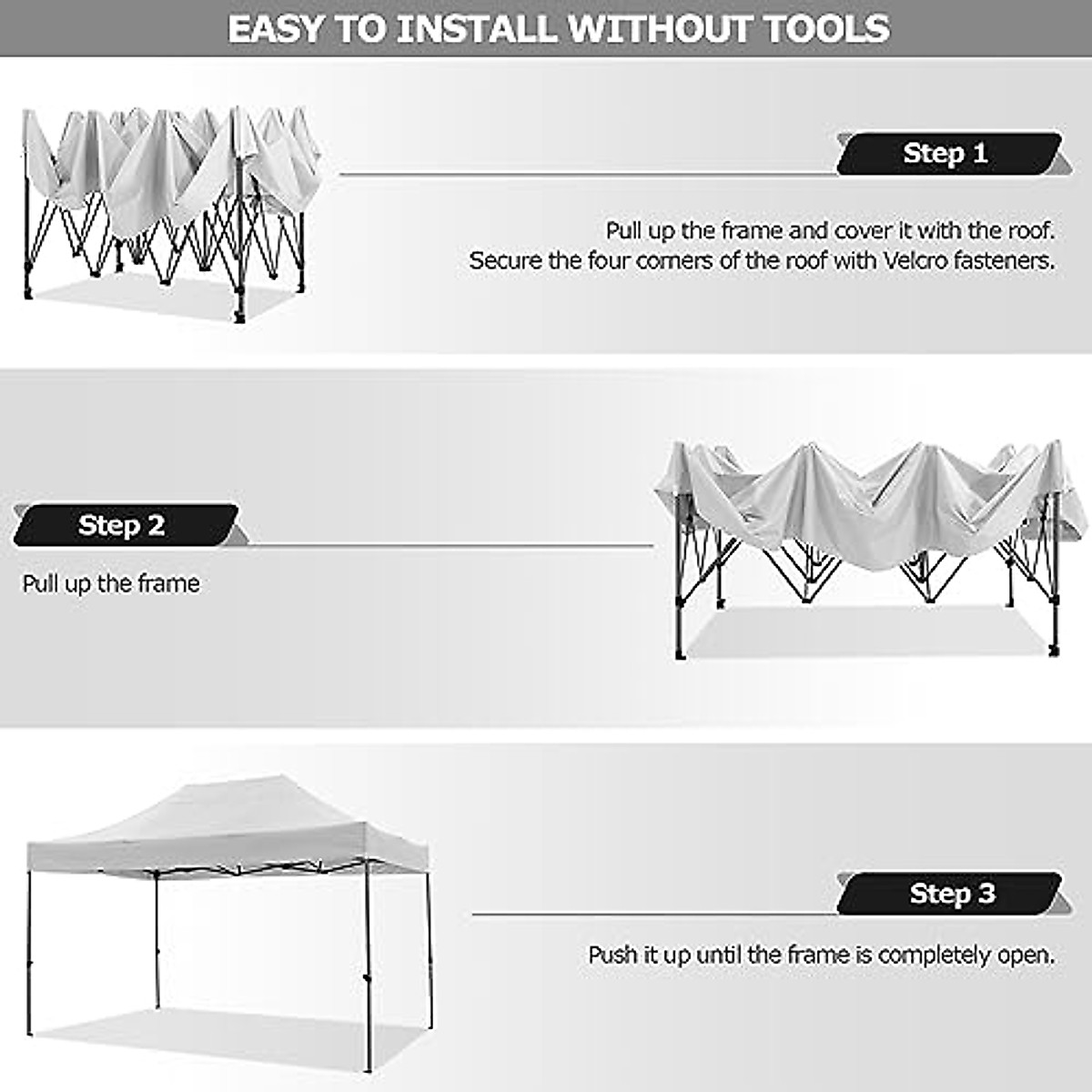 COBIZI 10x15 Pop up Canopy Gazebo 3.0, Easy up Heavy Duty Canopy with 4 Removable Sidewalls, High Stability, All Weather Sunshade 100% Waterproof Outdoor Canopy Tents, White