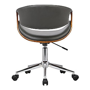 Armen Living Geneva Office Chair in Grey Faux Leather and Chrome Finish