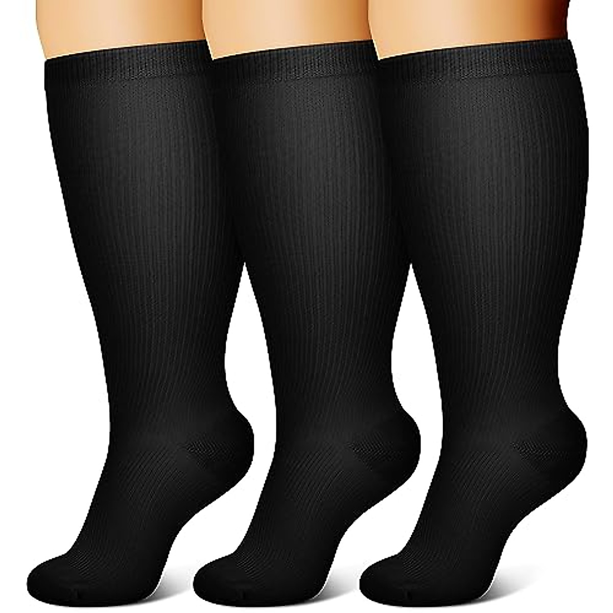 FEYHAY Copper Compression Socks (3 Pairs) 20-30 mmHg Circulation is Best Athletic & Daily for Men & Women, Running, Climbing