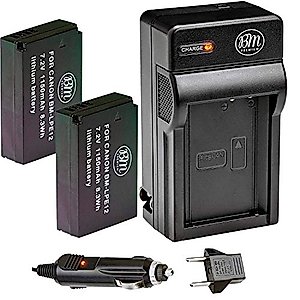 BM Premium 2-Pack of LP-E12 Batteries and Charger for Canon EOS-M, EOS M2, EOS M10, EOS M50, EOS M50 II, EOS M100, EOS M200, SX70 HS, Rebel SL1 Camera