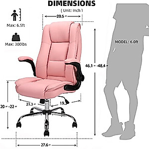 High Back Executive Office Chair, Posture Ergonomic PU Leather Office Chair. Computer Desk Chairs with Padded Flip Adjust Armrests, Adjustable Tilt Lock, Swivel Rolling Chair for Adult Working Study