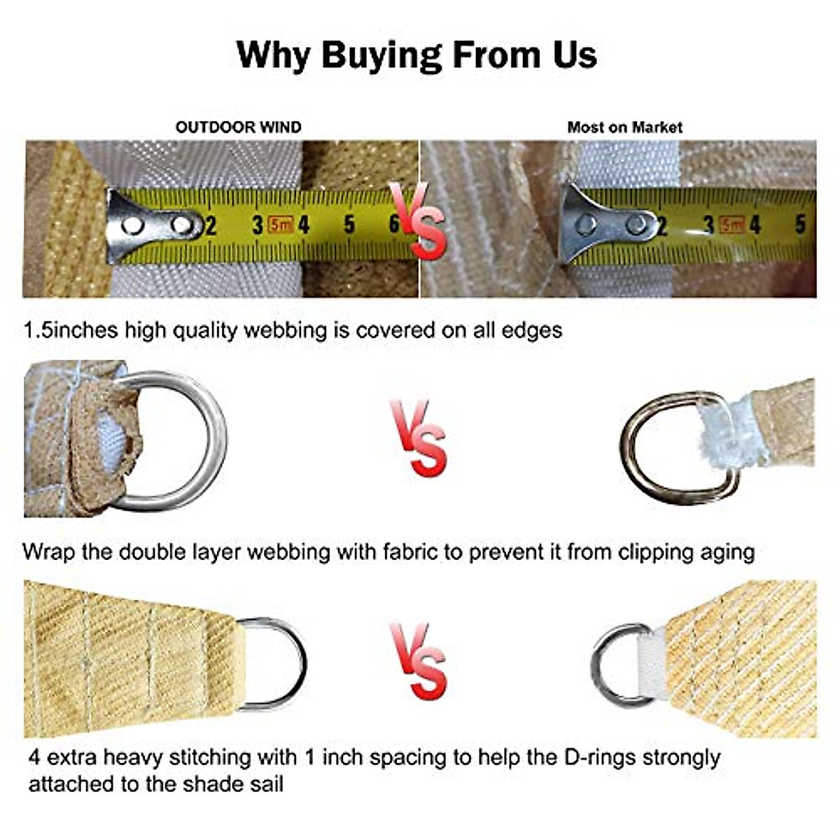 12'x12'x12' Triangle Beige Sun Shade Sail Canopy UV Block Awning for Outdoor Patio Garden Backyard