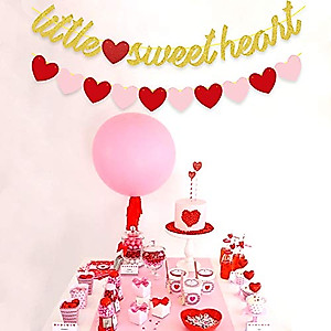 Little Sweetheart Banner Red Pink Heart Garlands Gold Glitter Valentine's Day 1st Birthday Party Baby Shower Decoration