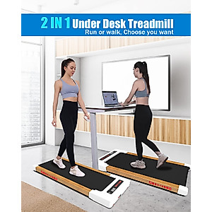 Walking Pad Under Desk Treadmill, Portable Treadmills Motorized Running Machine for Home, 2.25HP Mini Treadmill No Assembly Required Remote Control, 265 Lb Capacity