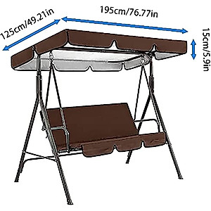 Patio Swing Canopy Waterproof Top Cover Set, Courtland Swing Replacement Awning Canopy Covers for Swing Chair Glider All Weather Protection Outdoor Garden Furniture(Dark Green, Three-seater76.77in)