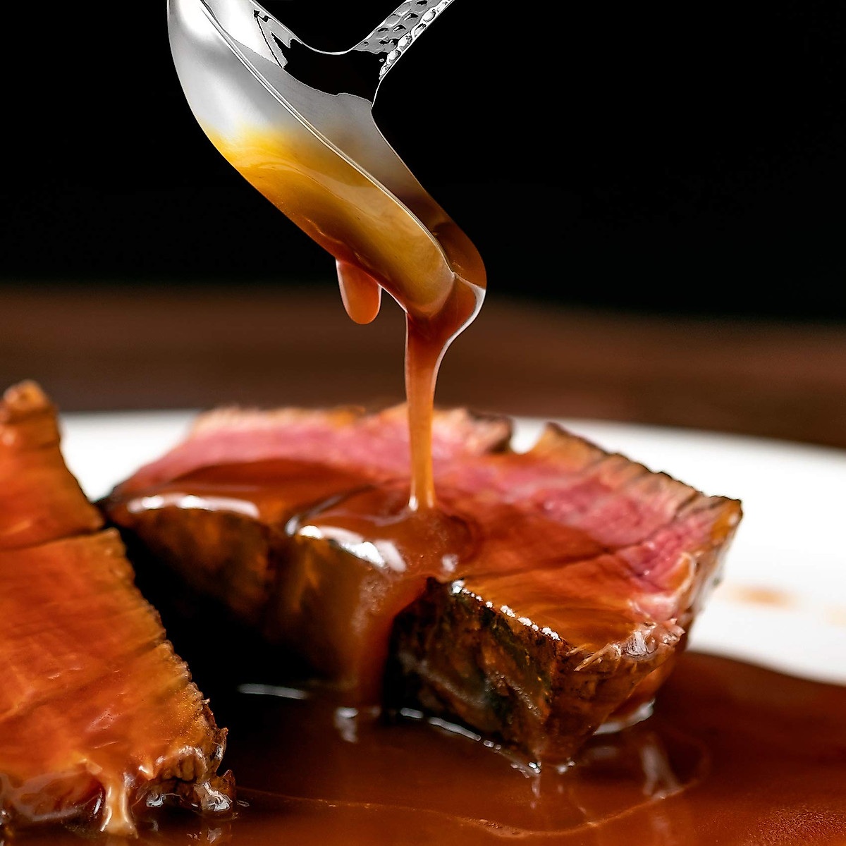 KEAWELL Louis Hammered 18/10 Stainless Steel Sauce Ladle With Pouring Spout, Great small sauce spoon for gravies and dressings, 7.4 Inch, Dishwasher Safe (2)