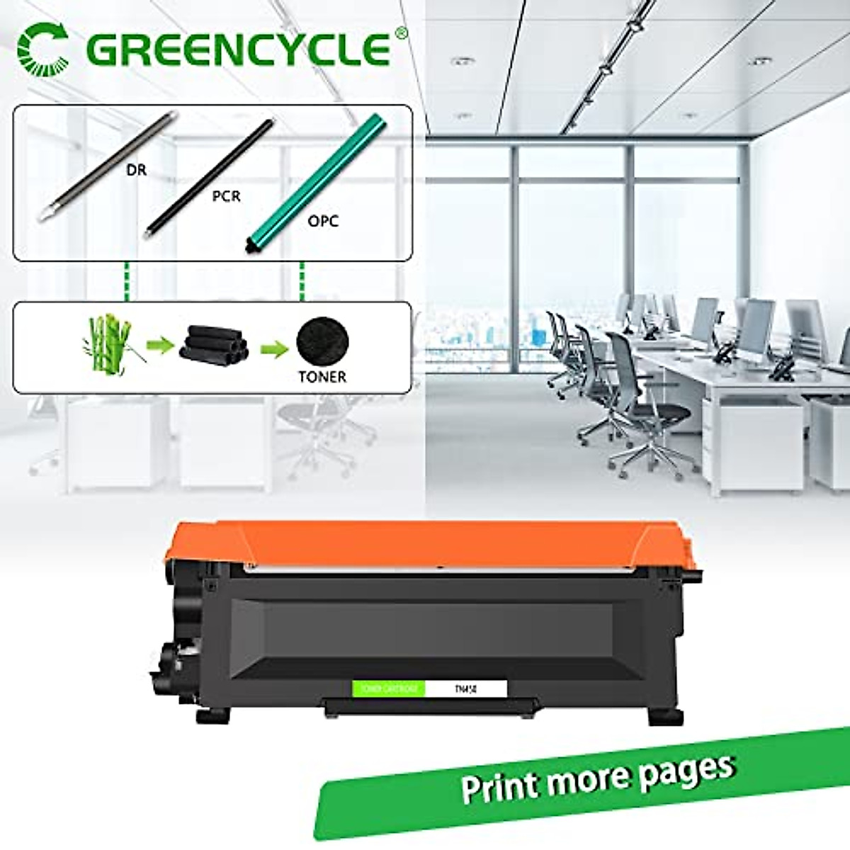 Greencycle black Compatible Toner Cartridge Replacement for Brother TN450 TN420 TN-450 TN-420 use with HL-2270DW HL-2280DW HL-2230 HL-2240 MFC-7360N MFC-7860DW DCP-7065DN Intellifax 2840 2940 (2 Pack)