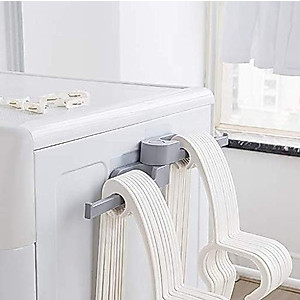 Wall Mount Hanger Organizer,Clothes Hanger Storage Rack Organizer,No Drilling Rotating Design Hanger Holder for Home,Closet, Laundry Room (White+Grey)