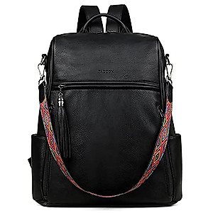 FADEON Laptop Backpack Purse for Women Large Designer PU Leather Laptop Bag, Ladies Computer Shoulder Bags