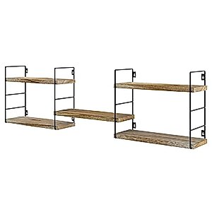 Eifiwot Floating Shelves Wall Mounted, Adjustable Storage Rack for Office, Bathroom, Living Room, Bedroom, Kitchen, Light Brown Shelves for Wall Decor(5 Boards)