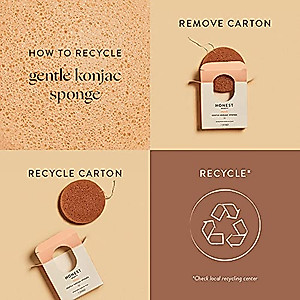 Honest Beauty Gentle Konjac Sponge with Pink Kaolin Clay |Soft Exfoliating Facial Sponge |Buff & Soften Skin | 1 count