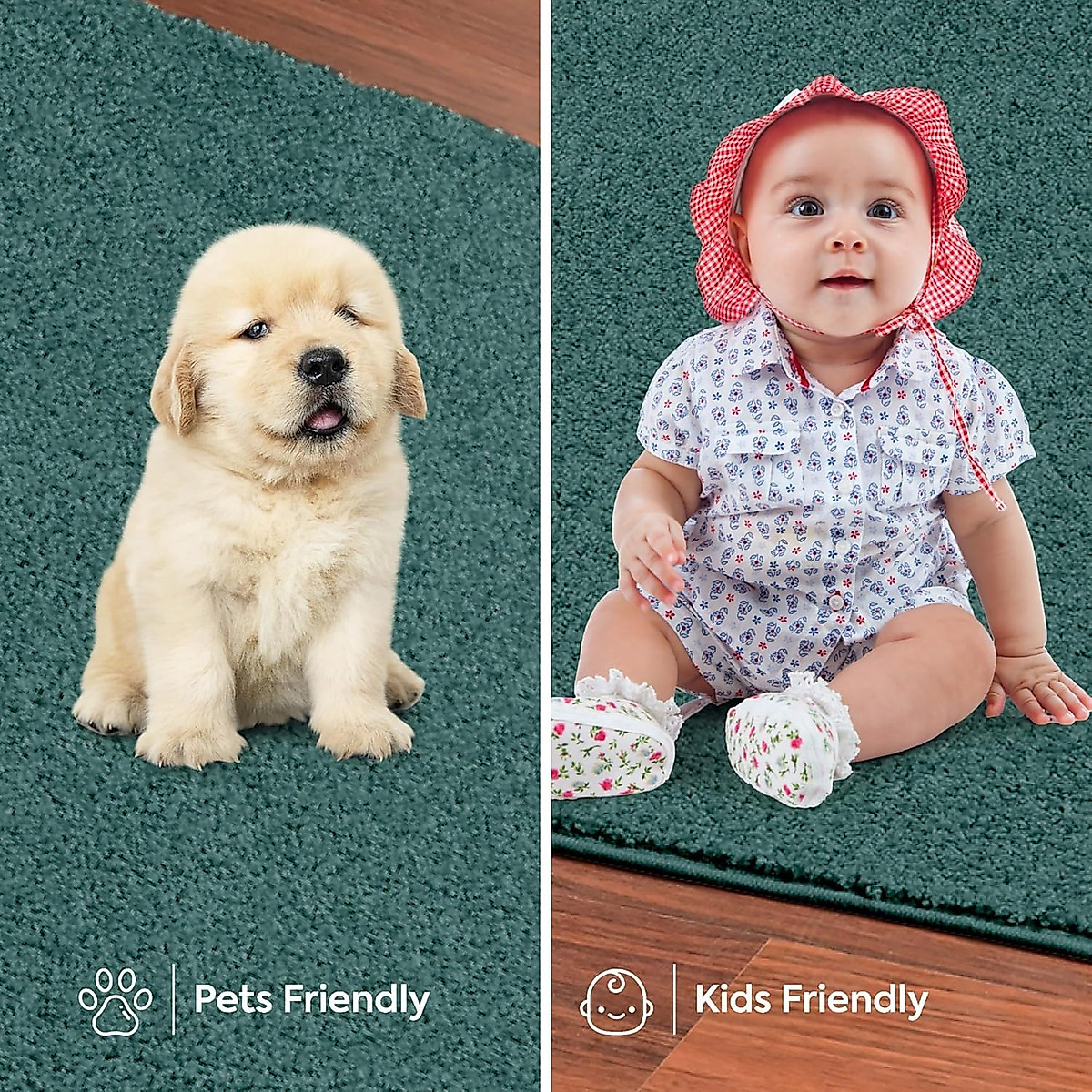 Ambiant Saturn Collection Solid Color Area Rugs Teal - 6' x 9' Rectangle, Indoor, Stain Resistant, Perfect for Living Room, Bedroom, Dining Room, Entryway, Doorway, Pet & Kids Friendly Rug, Wedding