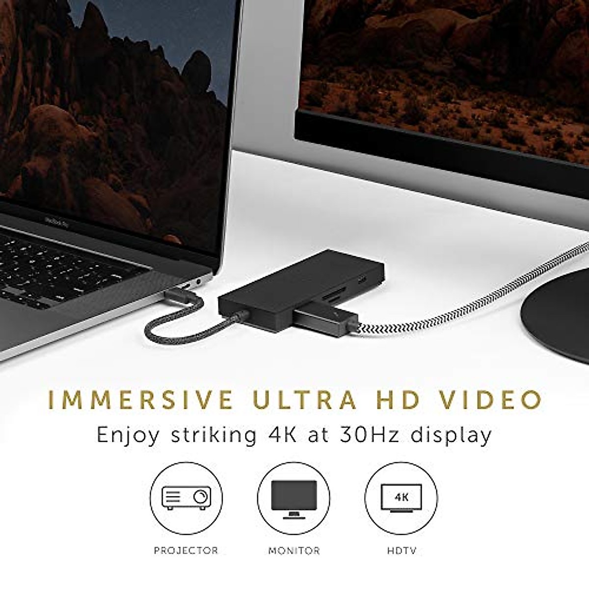 Native Union Type-C Smart Hub – 7-in-1 Adapter with 2 USB 3.0, USB-C Power Delivery, 4K@30Hz HDMI, Micro SD, SD Card Reader, Ethernet Port – Comptabile with MacBook Pro, MacBook Air, Microsoft Surface