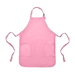 DALIX Apron Commercial Restaurant Home Bib Spun Poly Cotton Kitchen Aprons (2 Pockets) in Pink